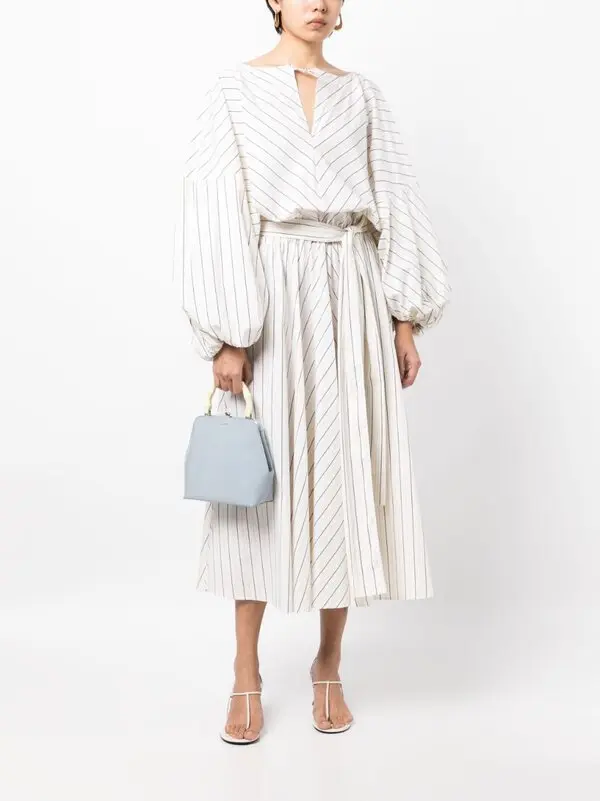 Palmer//harding Renew Striped Cotton Flared Dress