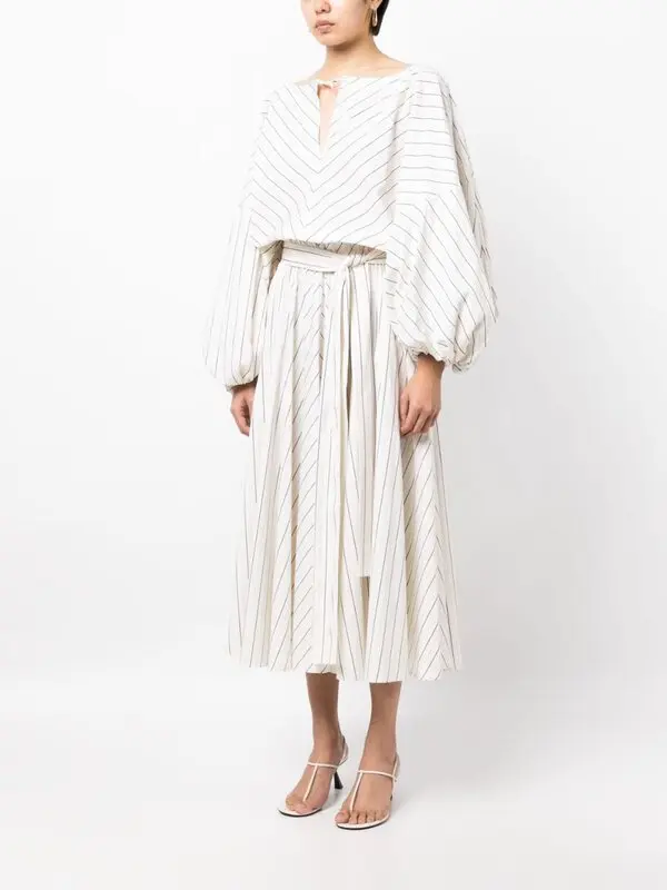 Palmer//harding Renew Striped Cotton Flared Dress