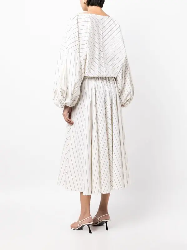 Palmer//harding Renew Striped Cotton Flared Dress