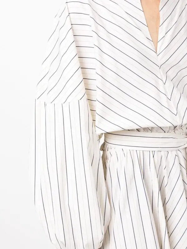 Palmer//harding Renew Striped Cotton Flared Dress