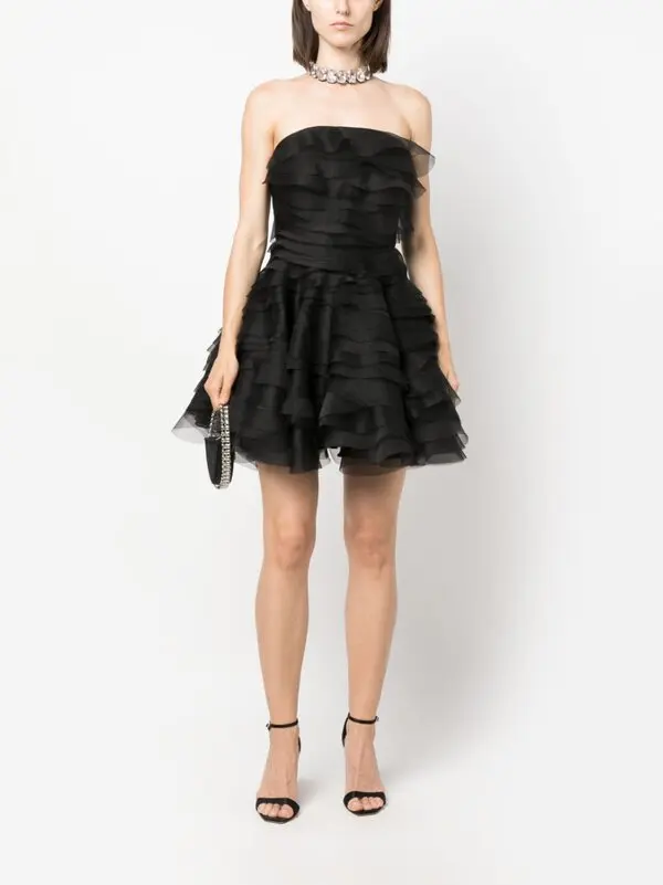 ANA RADU Ruffled Organza Minidress - Black