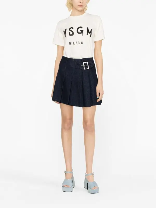 MSGM Logo-print Cotton T-shirt - Neutrals