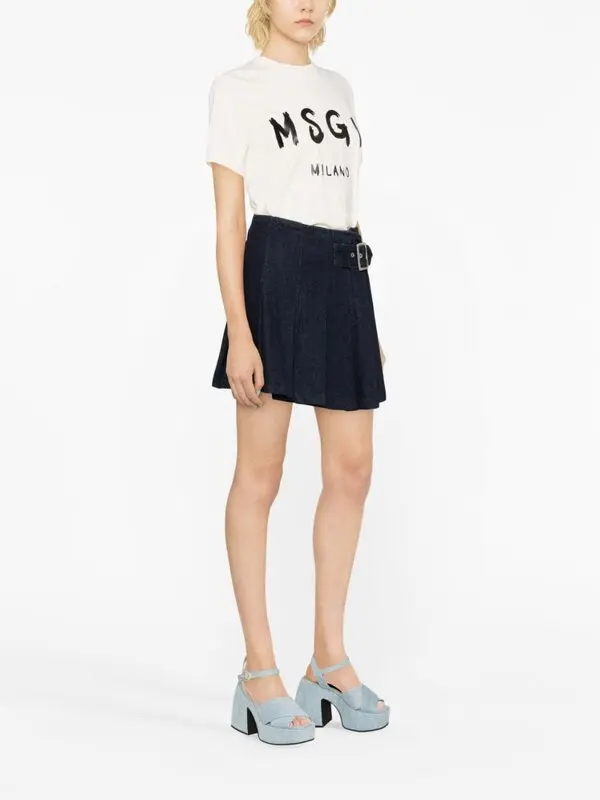 MSGM Logo-print Cotton T-shirt - Neutrals