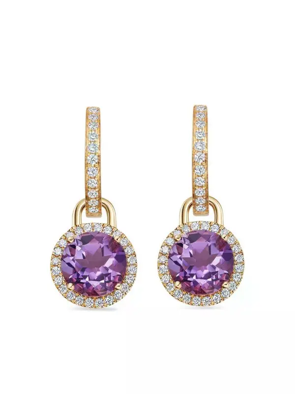 Kiki Mcdonough 18kt Yellow Diamond And Amethyst Drop Earrings - Gold