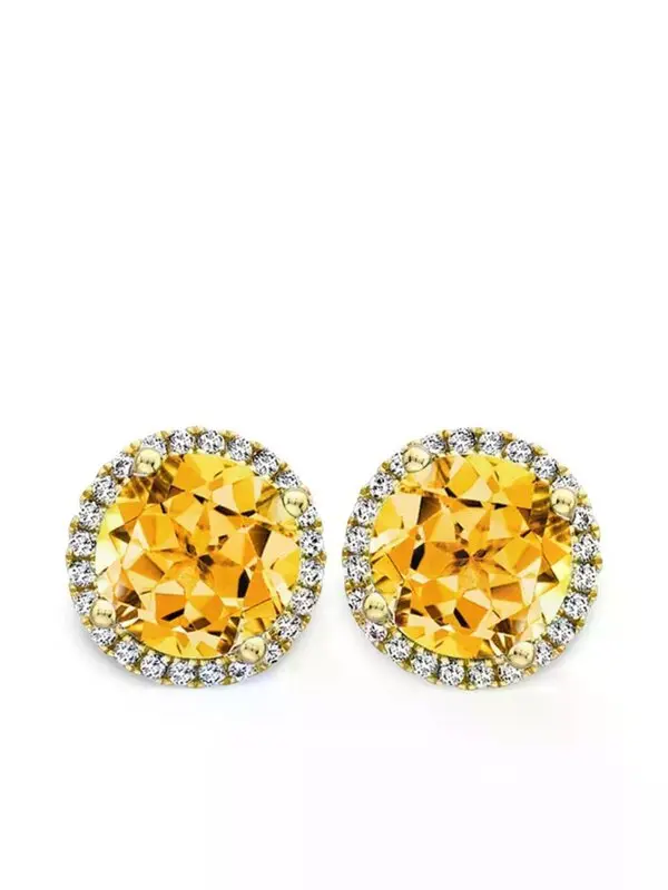 Kiki Mcdonough 18kt Yellow Grace Diamond And Citrine Stud Earrings - Gold/orange