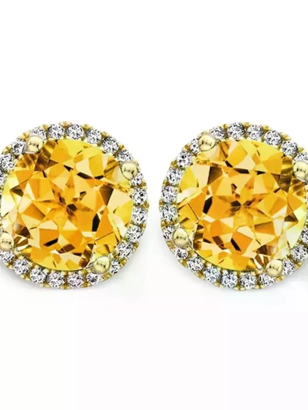 Kiki Mcdonough 18kt Yellow Grace Diamond And Citrine Stud Earrings - Gold/orange