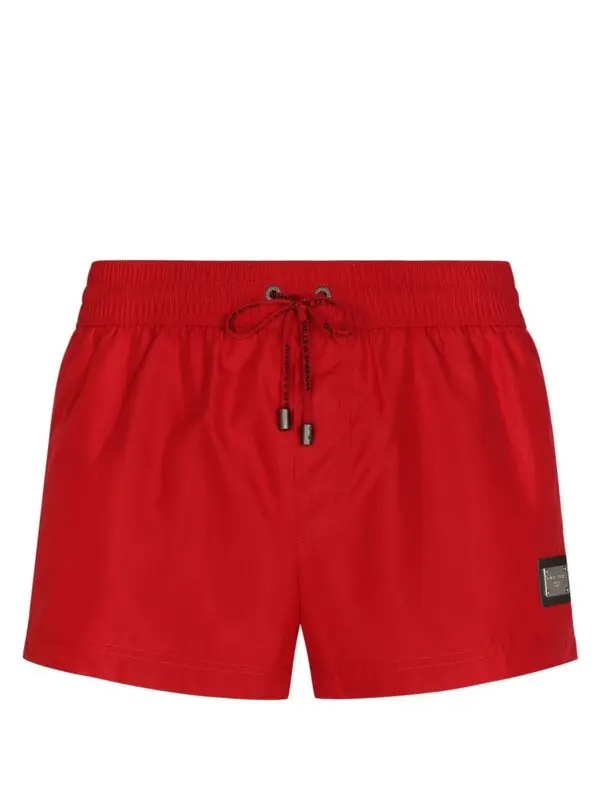 Dolce & Gabbana Logo-plaque Swim Shorts - Red