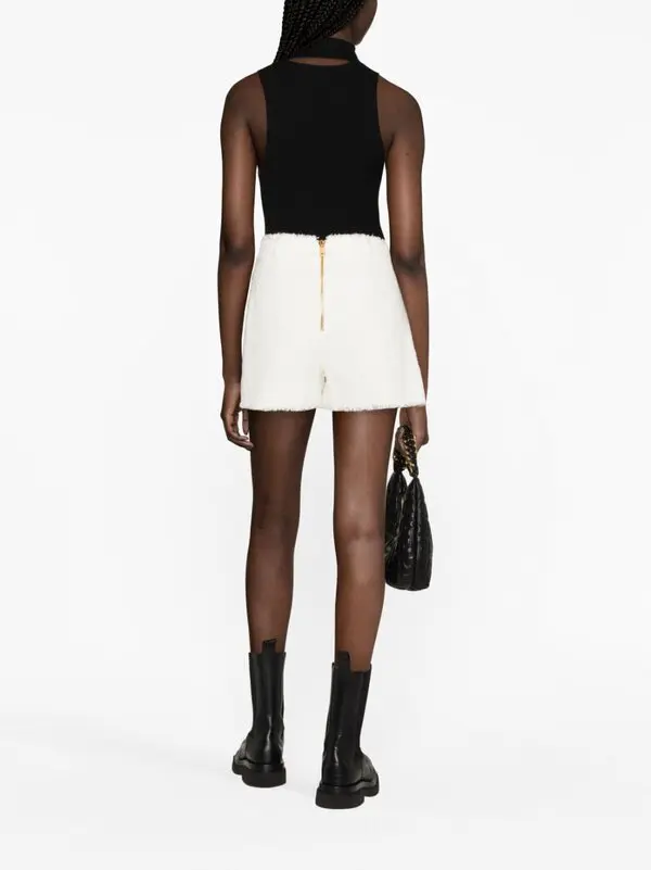 Balmain Button-embellished Tweed Shorts - White