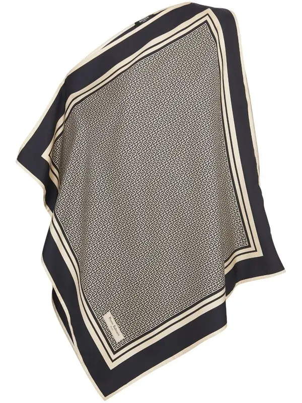 Balmain Asymmetric Monogram Silk Top