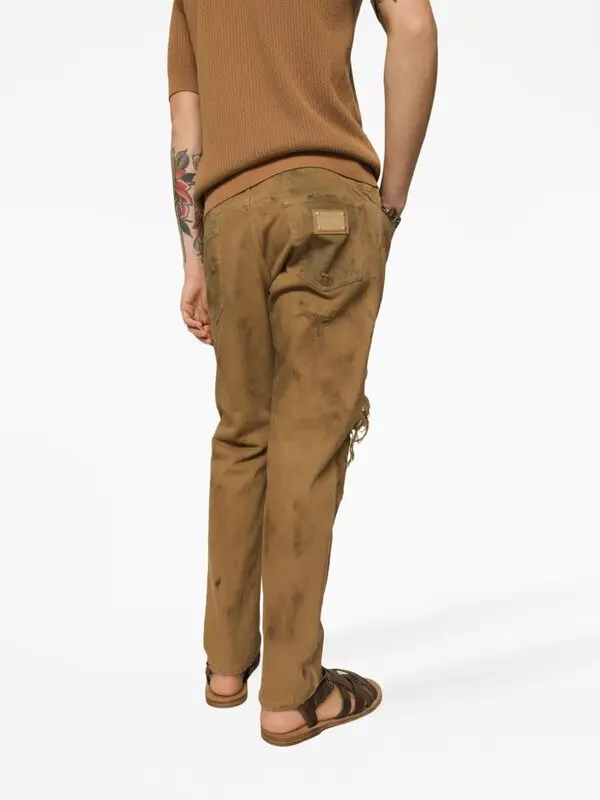Dolce & Gabbana Ripped Slim-fit Jeans - Brown