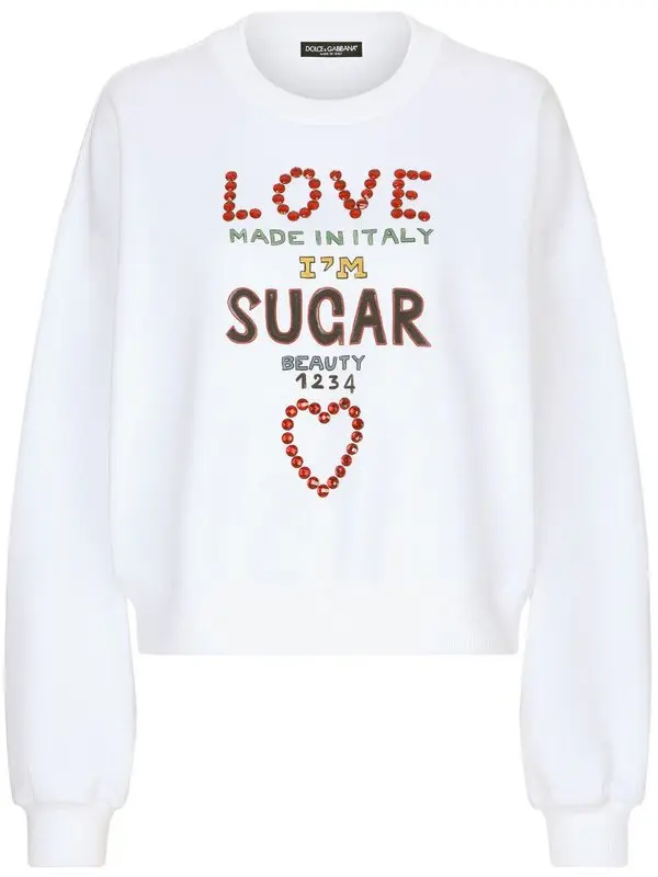 Dolce & Gabbana Crystal-embellished Sweatshirt - White