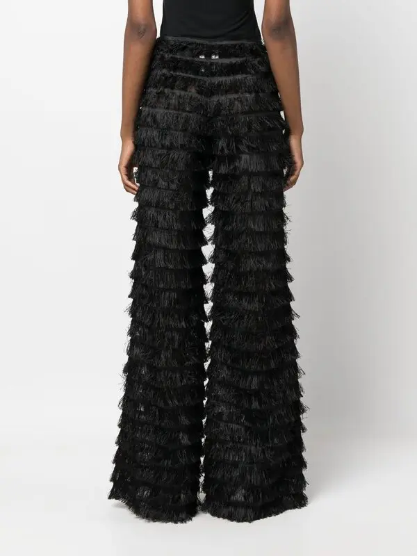 Alberta Ferretti Flared Fringe Trousers - Black
