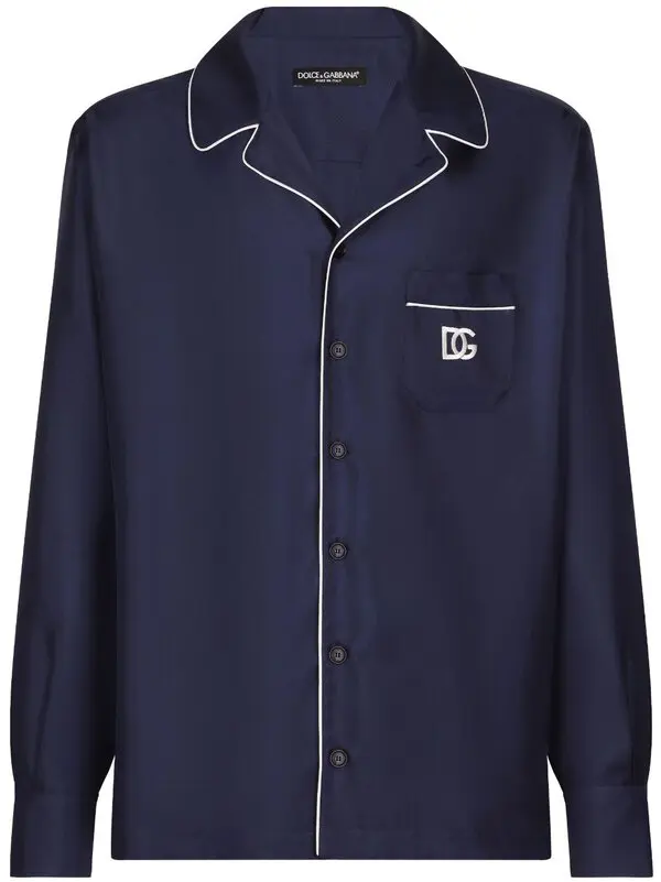 Dolce & Gabbana Dg Essentials Logo-patch Silk Shirt