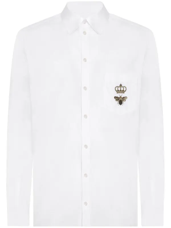 Dolce & Gabbana Motif-embroidered Cotton Shirt - White