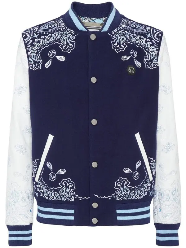 Philipp Plein Paisley-print Bomber Jacket - Blue