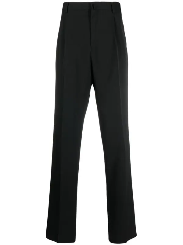 LANVIN Straight-leg Pleated Wool Trousers - Black