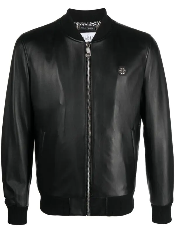 Philipp Plein Leather Bomber Jacket