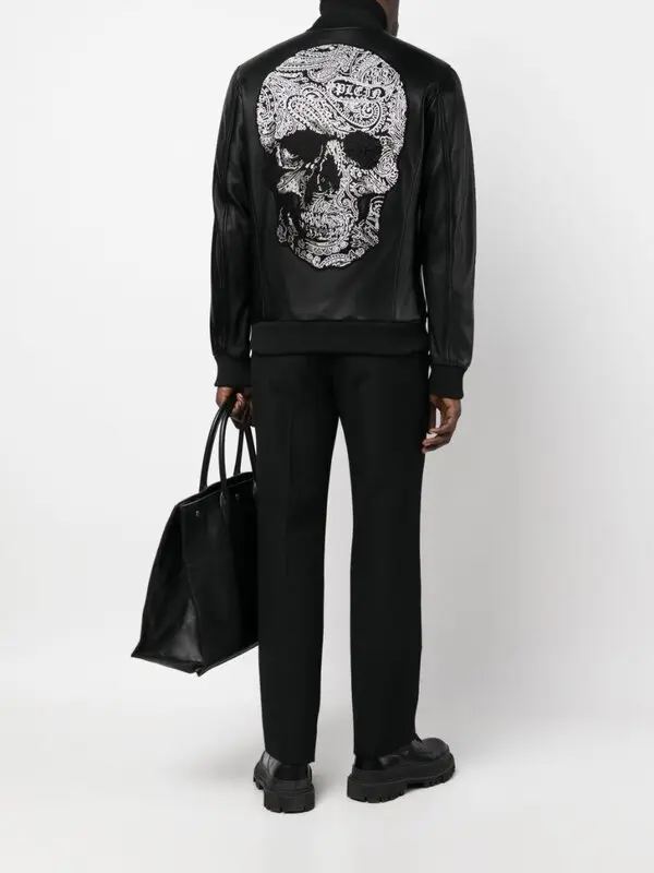 Philipp Plein Leather Bomber Jacket
