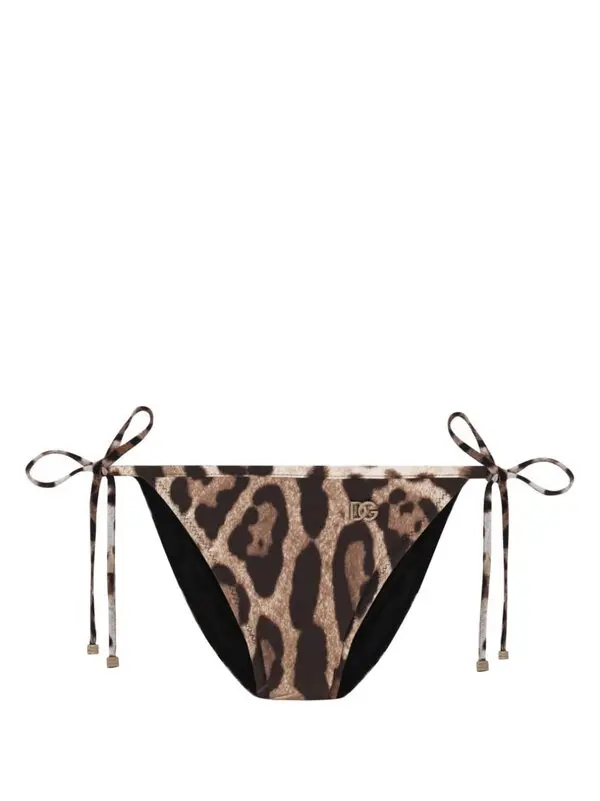 Dolce & Gabbana Leopard-print Bikini Bottom - Brown