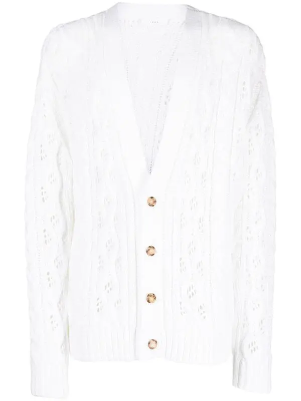 1989 STUDIO Open-knit V-neck Cardigan - White