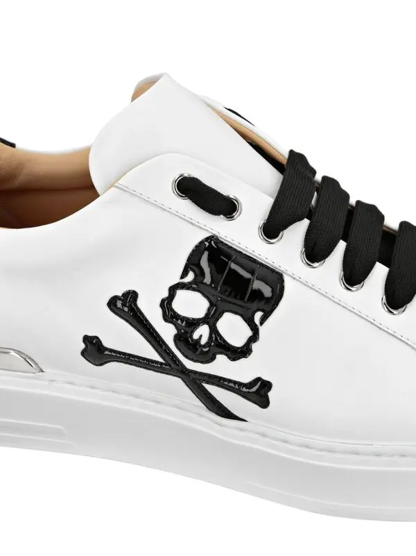 Philipp Plein Leather Low Top Sneakers Skulls White Size 44 Philipp Plein Skull & Bones Low-Top Sneakers In White - 60  main image 3