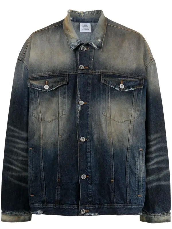 Vetements Distressed-effect Denim Jacket - Blue