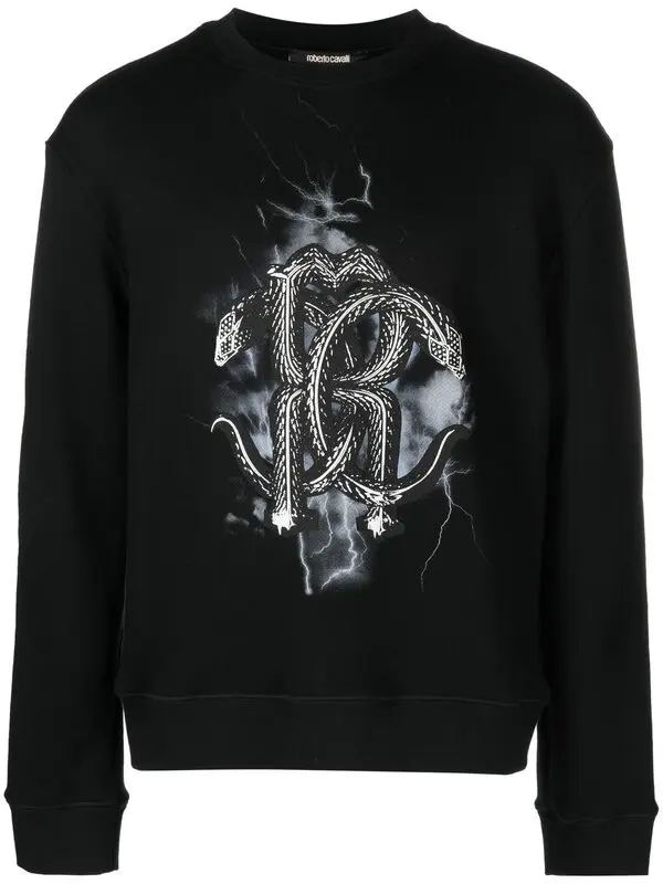 Roberto Cavalli Mirror Snake-print Sweatshirt
