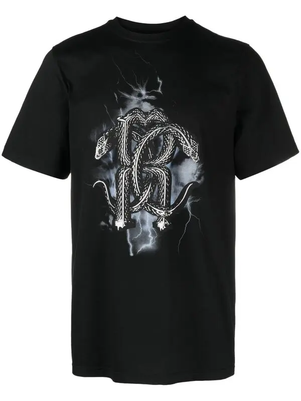 Roberto Cavalli Mirror Snake-print T-shirt - Black