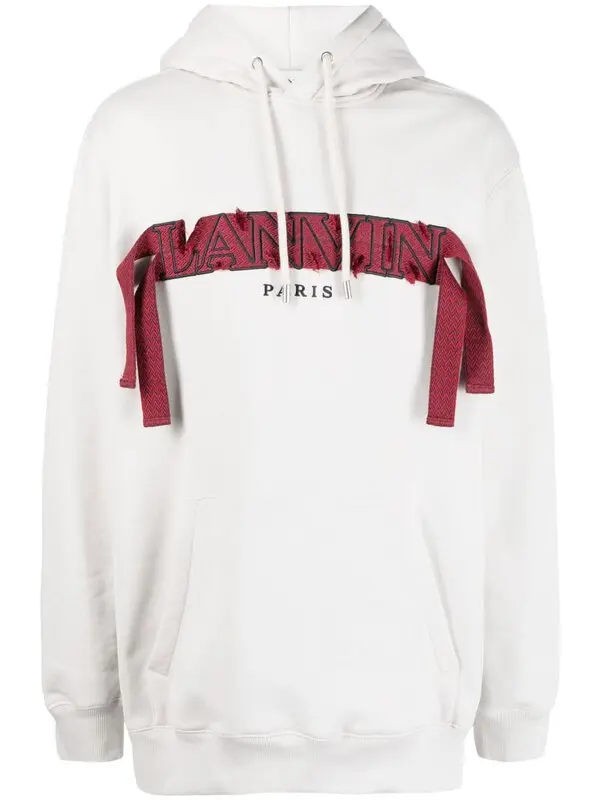 LANVIN Oversized Logo-appliqué Hoodie - Grey