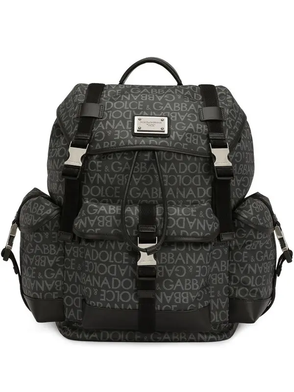 Dolce & Gabbana Logo Jacquard Backpack - Black
