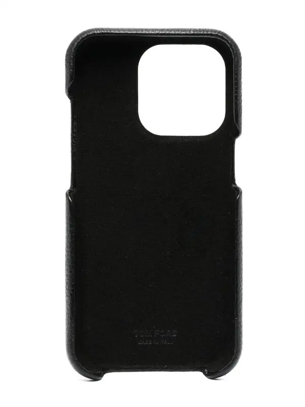 Tom Ford Iphone 14 Pro Leather Phone Case In Black - 30% Off