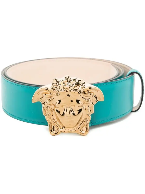 Buy Versace La Medusa Leather Belt - Blue At 60% Off  display picture 3