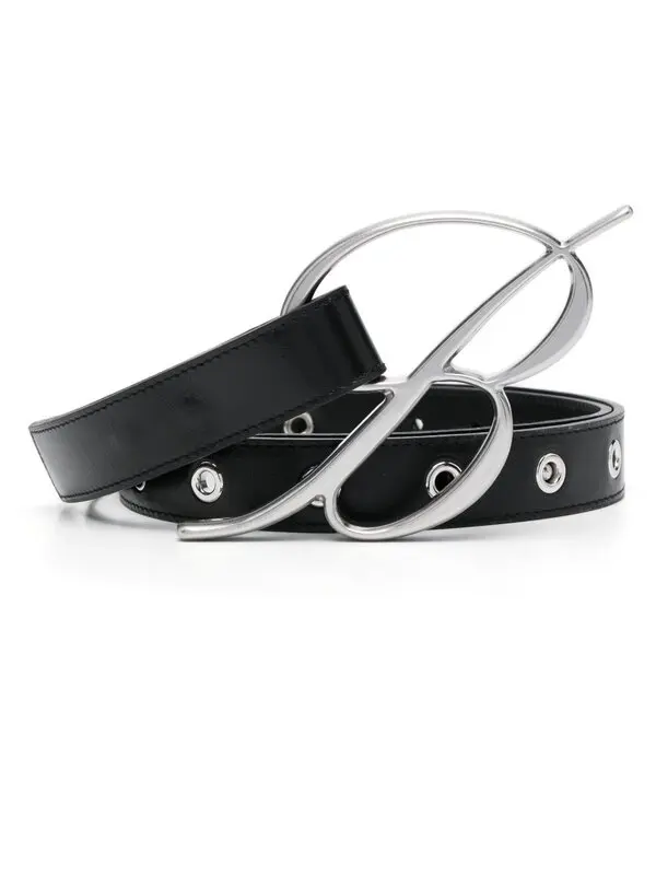 Blumarine Logo Buckle Leather Belt - Black