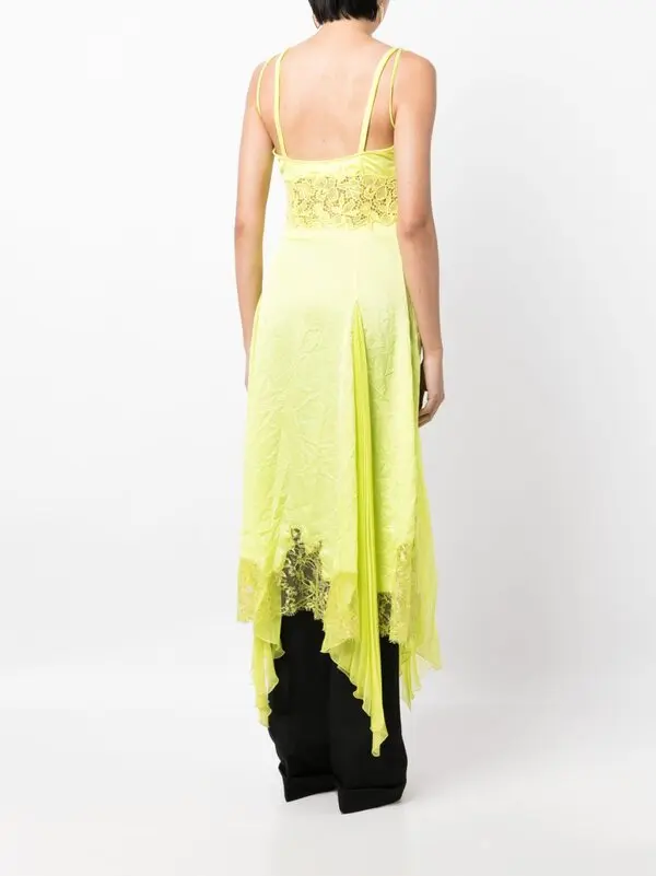 Versace Sheer-lace Asymmetric Satin Dress