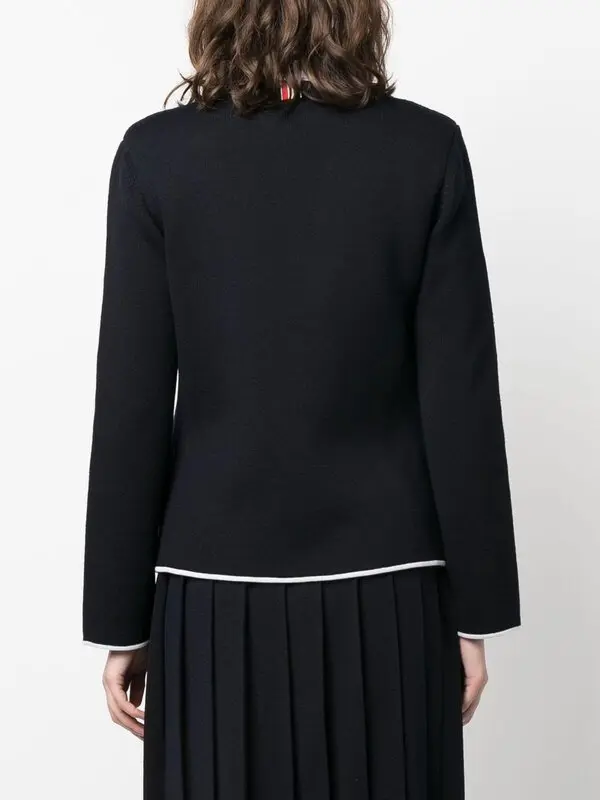Thom Browne Contrasting-trim Collarless Jacket - Blue