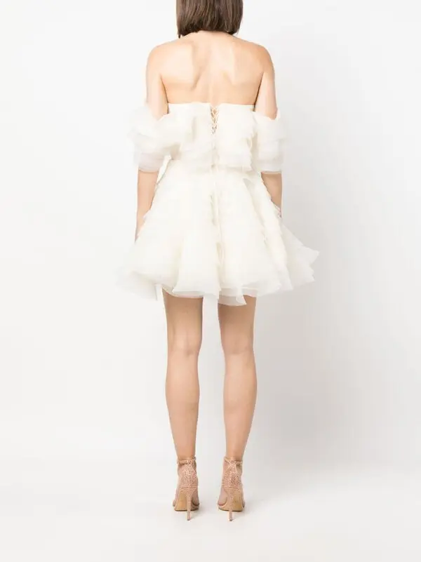 ANA RADU Off-shoulder Organza Mini Dress - White