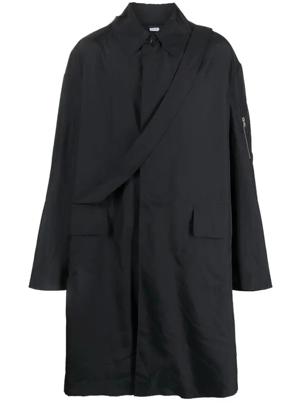 Random Identities Strap-detail Midi Raincoat - Blue