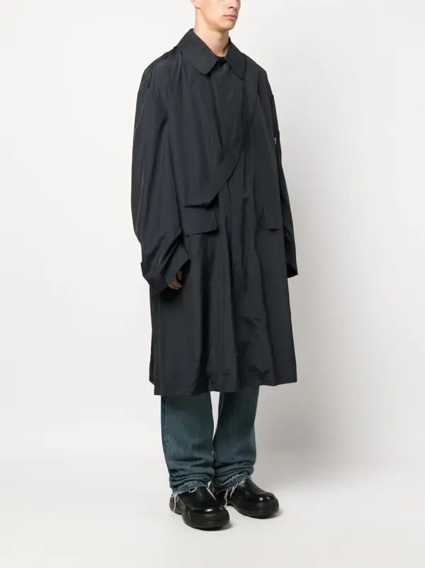 Random Identities Strap-detail Midi Raincoat - Blue