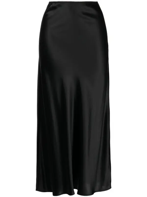 REFORMATION Layla Silk Midi Skirt - Black