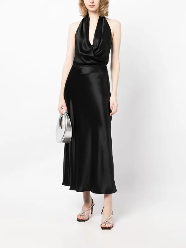 REFORMATION Layla Silk Midi Skirt - Black