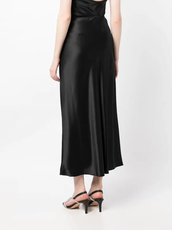 REFORMATION Layla Silk Midi Skirt - Black
