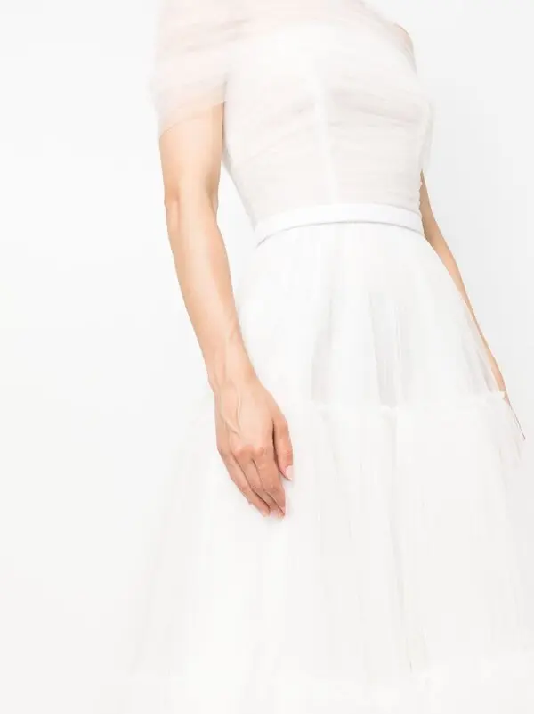 ANA RADU Off-shoulder Fluted Maxi Dress - White