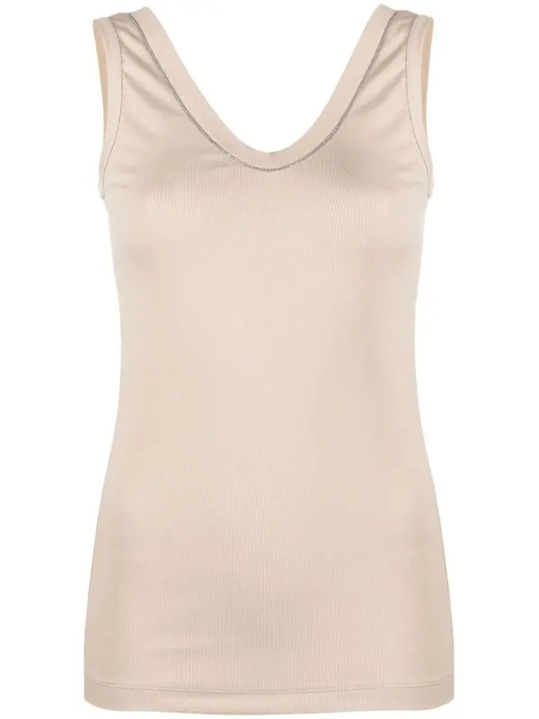 Brunello Cucinelli Monili Bead-embellished Tank Top - Neutrals