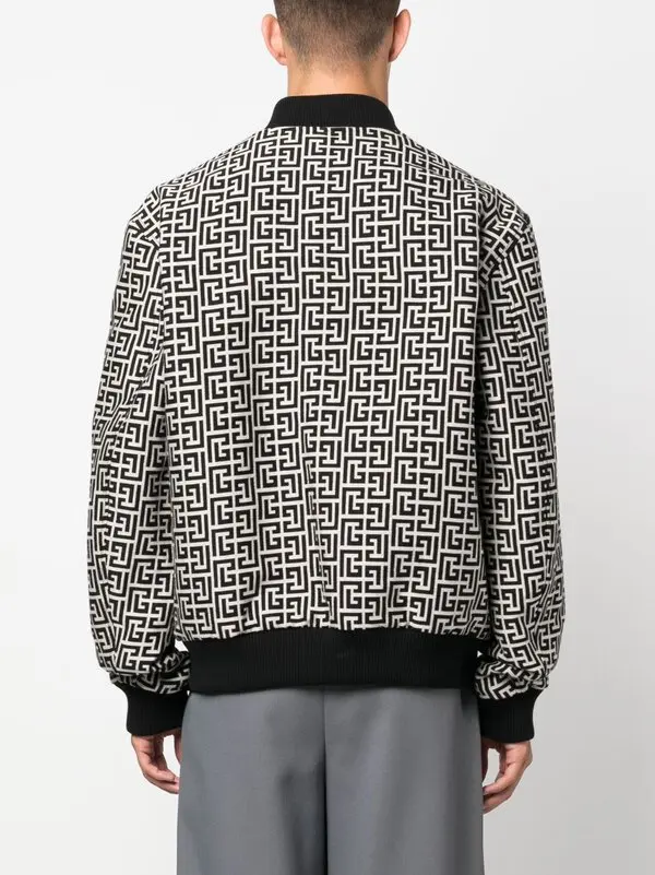 Balmain Monogram-pattern Reversible Bomber Jacket