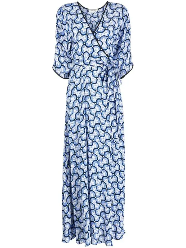 Diane Von Furstenberg Eloise V-Neck Maxi Dress In Blue - 78% Off |  Editorialist