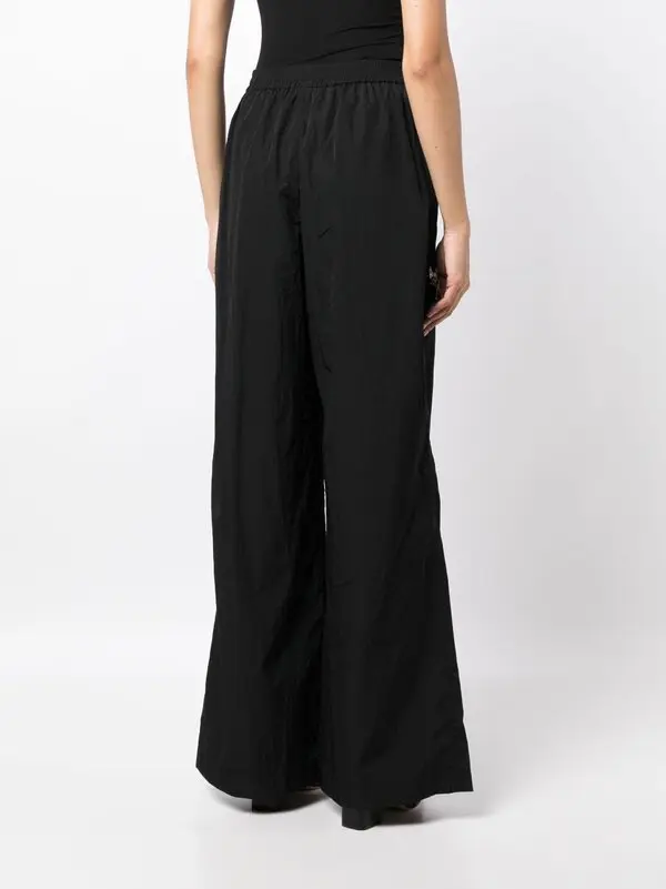 AREA Crystal-embellished Wide-leg Trousers - Black