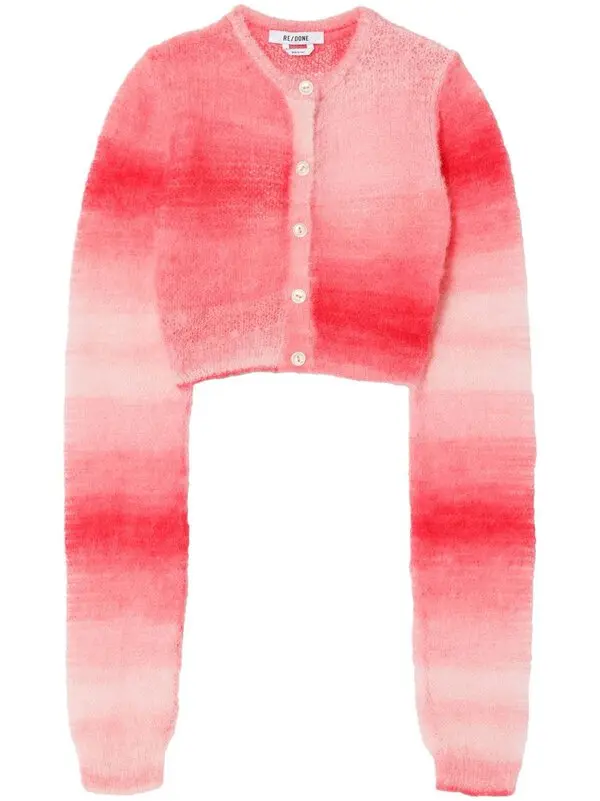 RE/DONE Gradient-effect Cropped Cardigan - Red