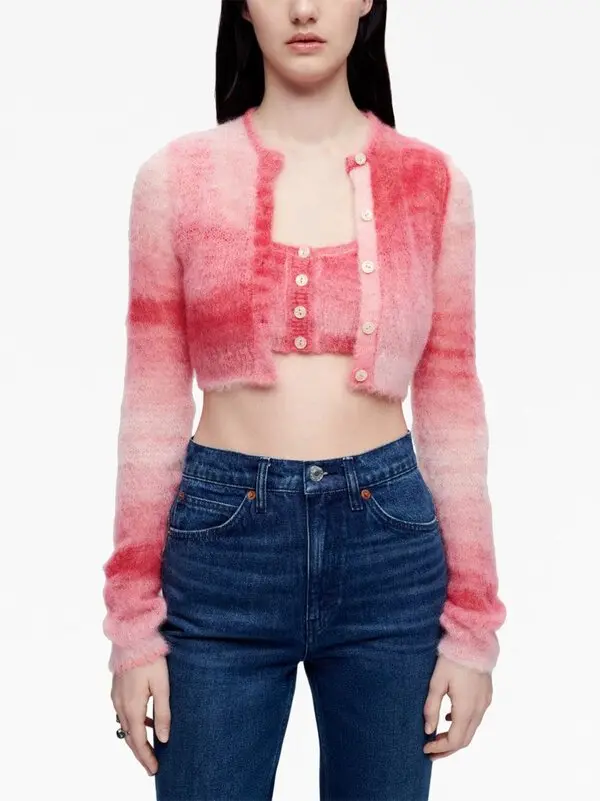 RE/DONE Gradient-effect Cropped Cardigan