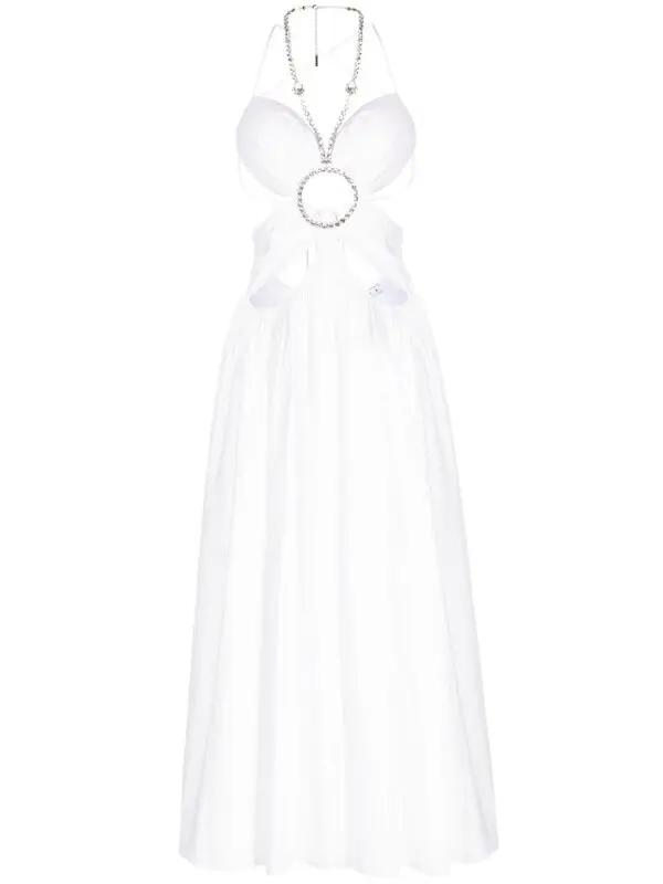 AREA Cut-out Crystal-embellished Midi Dress