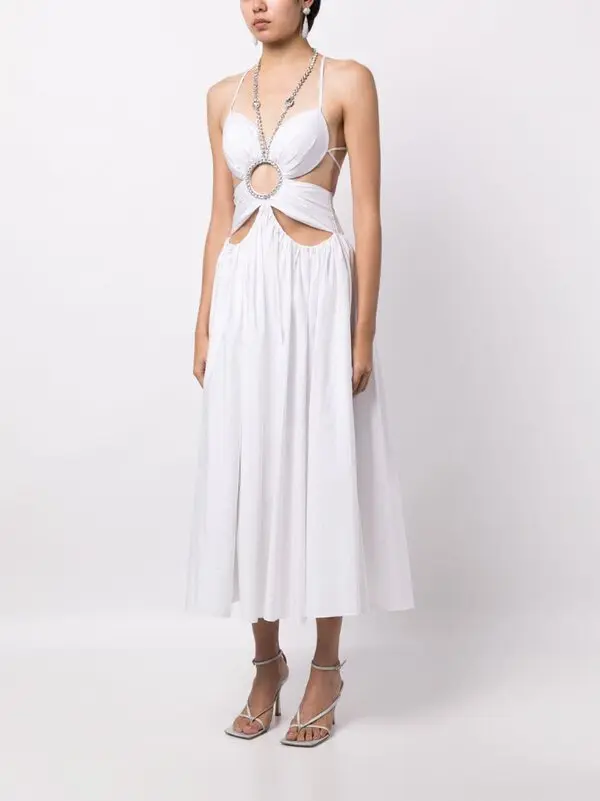 AREA Cut-out Crystal-embellished Midi Dress